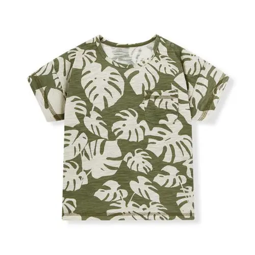 MILKBARN Slub Cotton Pocket Tee - Island Leaf Silhouette